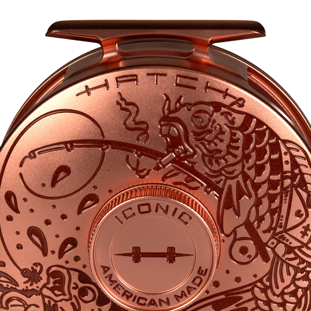 Hatch Custom Brent McCarron Smoking Carp Iconic Large Arbor Fly Reel 7 ...
