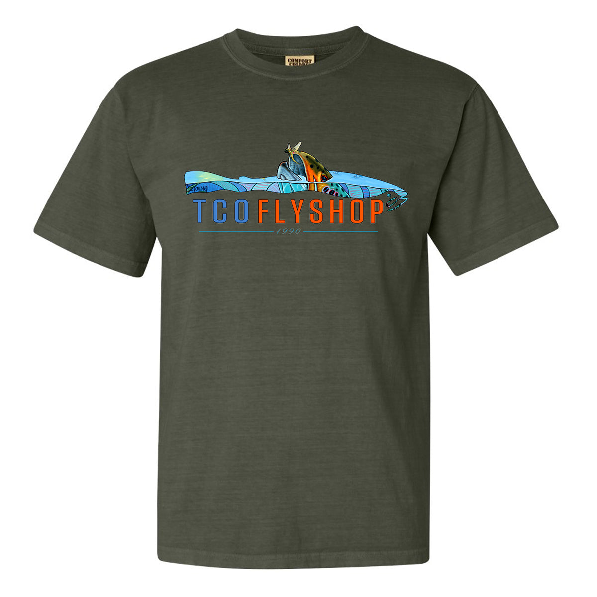 TCO Logo T-Shirt Deyoung Brown Trout Riser — TCO Fly Shop