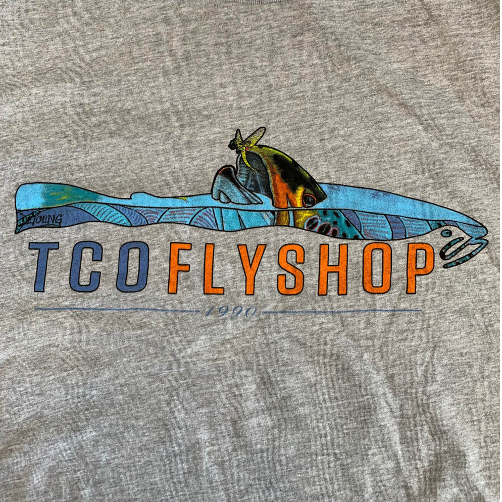 TCO Logo T-Shirt Deyoung Brown Trout Riser — TCO Fly Shop