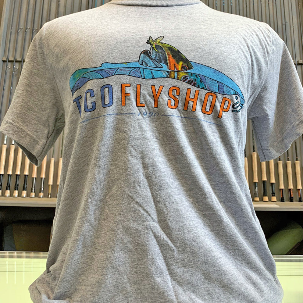 TCO Logo T-Shirt Deyoung Brown Trout Riser — TCO Fly Shop