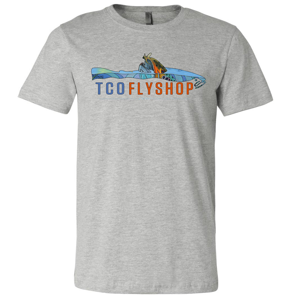 TCO Logo T-Shirt Deyoung Brown Trout Riser — TCO Fly Shop